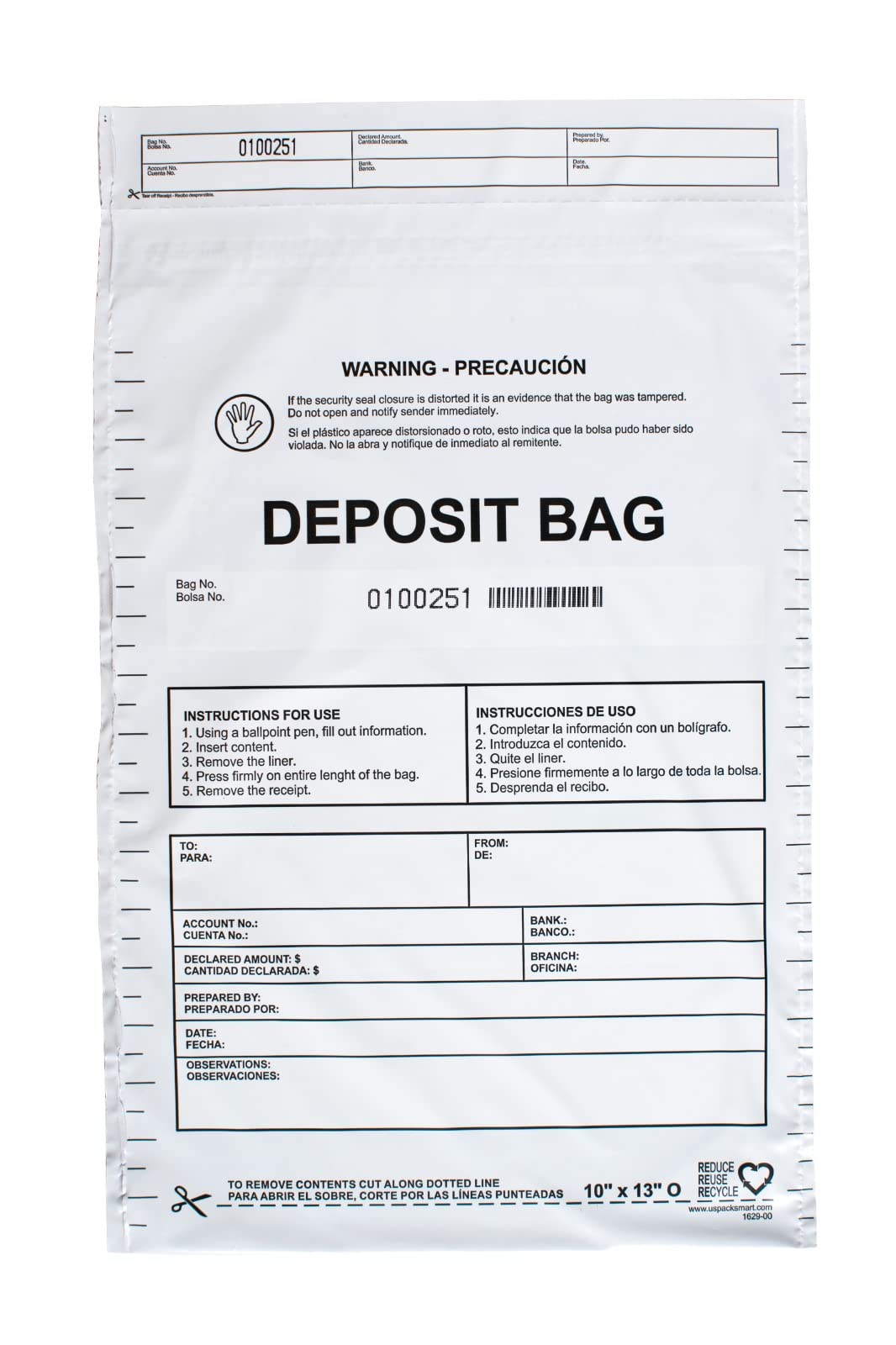 Amazon.com: USPACKSMART Opaque Plastic Deposit Bags 10"x13" | Secure ...