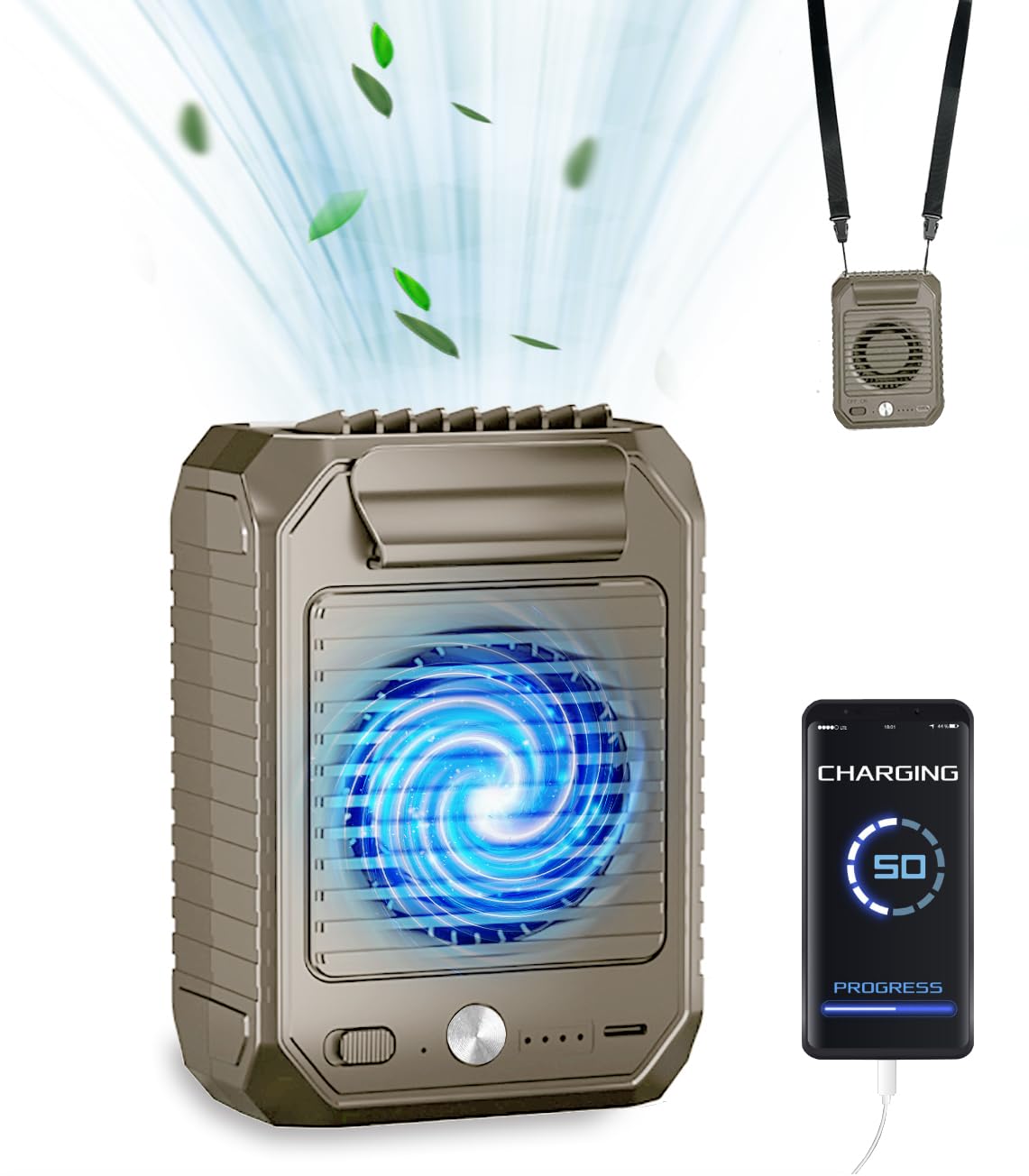 Amazon.com: Portable Fan Waist Clip Fan, 10000mAh Rechargeable Personal ...