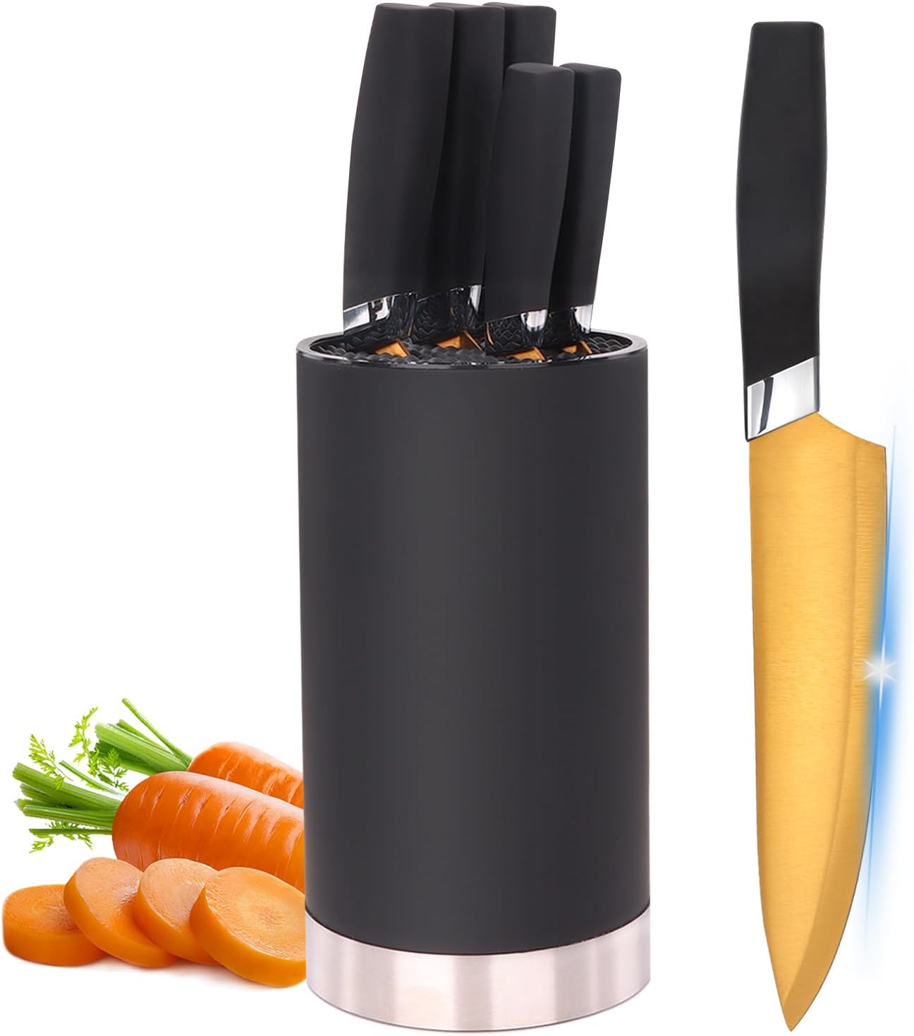 Amazon.com: Black and Gold Knife Set with Block - 6-Piece Luxe Kitchen ...
