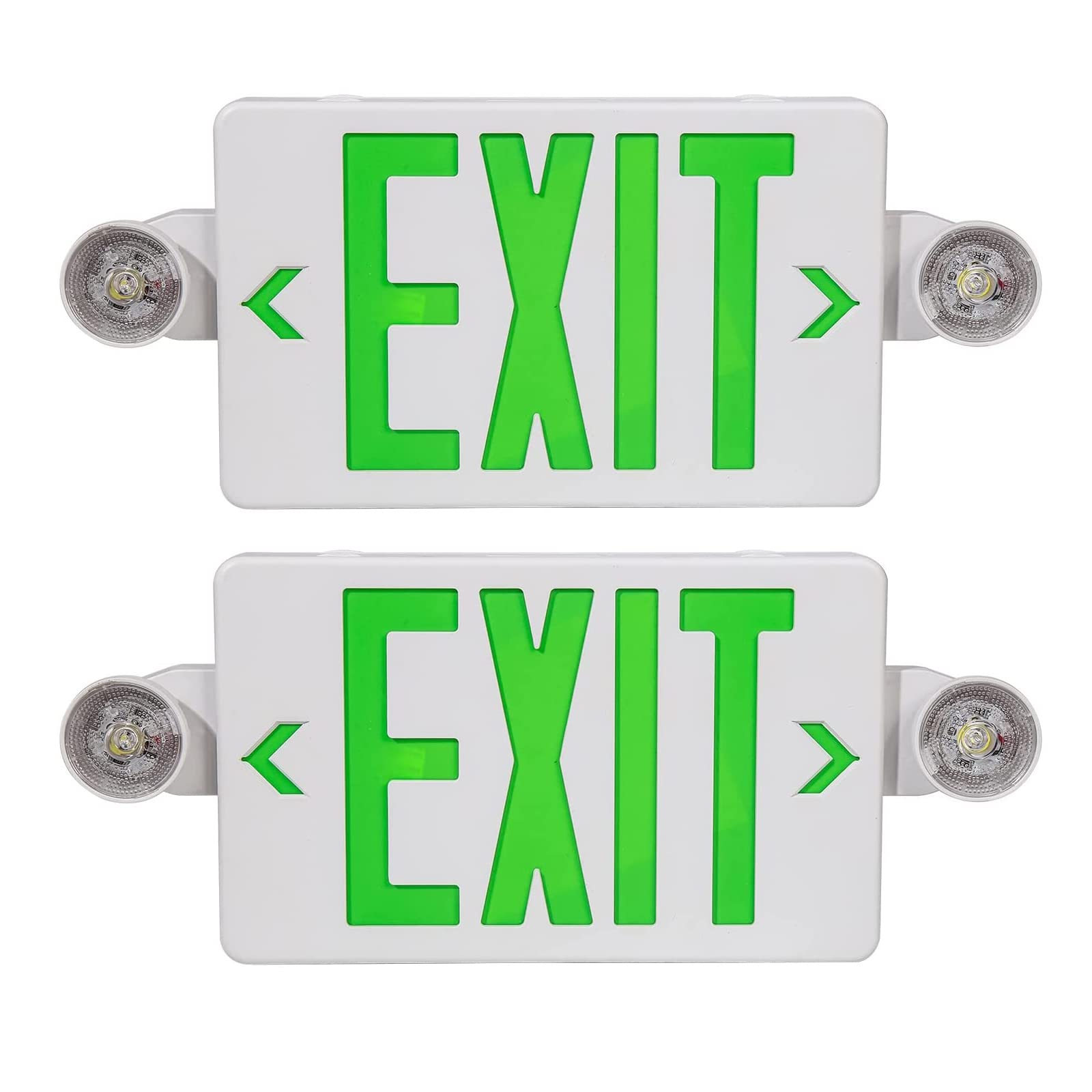 LED Exit Sign with Emergency Light, Green Exit Sign Light with 90 ...