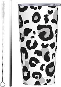 Amazon.co.jp: ci195 Leopard Print Leopard Print (17) Mug with Straw ...