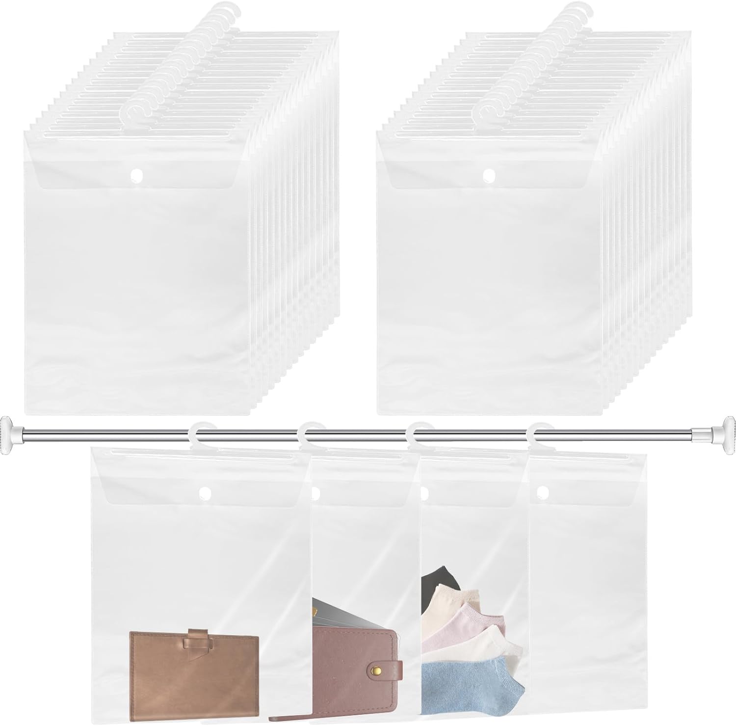 Amazon.com: 40 Pack Large Hanging Storage Bags - 10 x 12.5-inch Clear ...