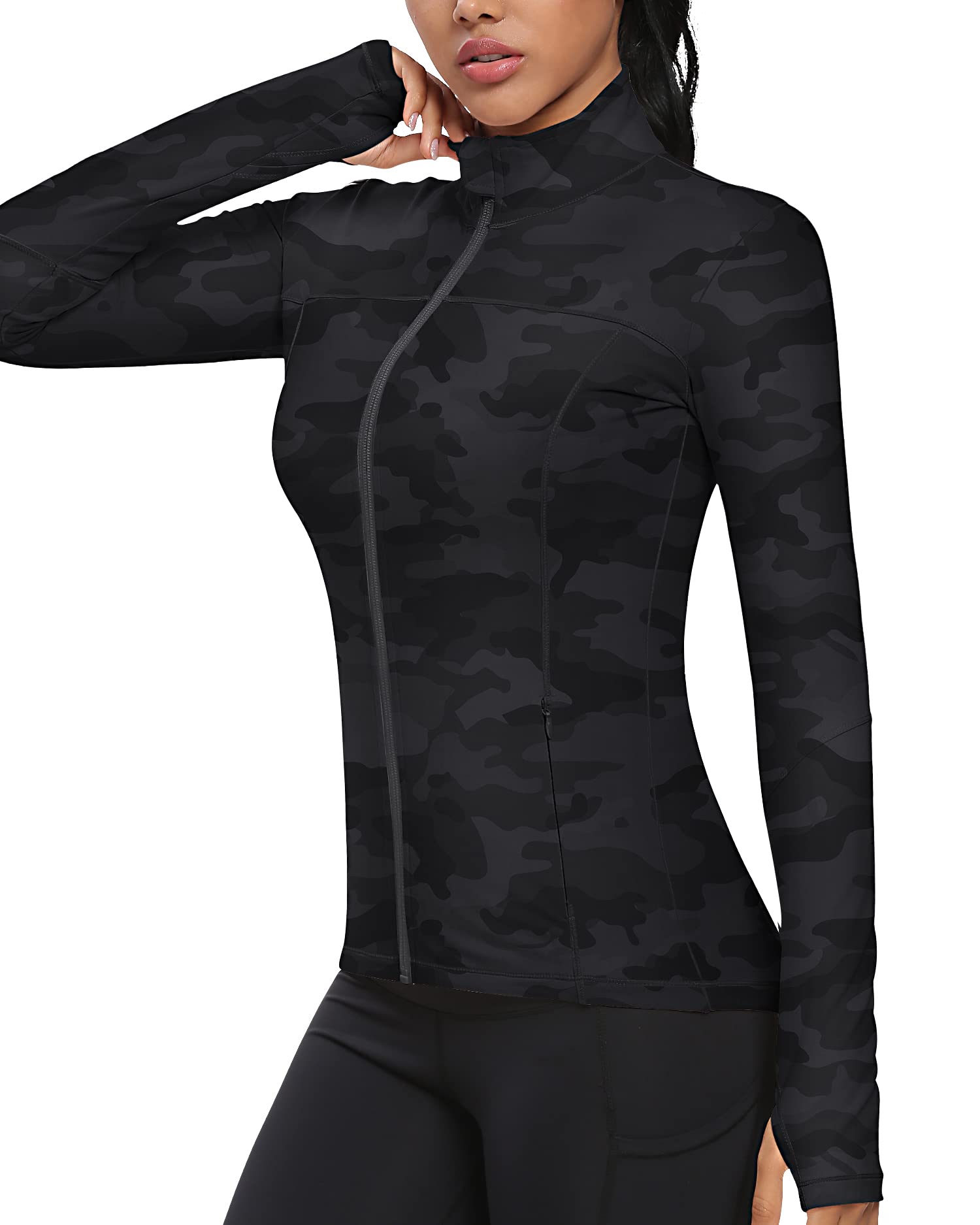 GYM RAINBOW Workout Jackets for Women, Full Zip Slim Fit Lightweight ...