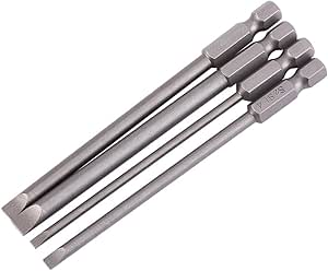 Slotted Screwdrivers Bits 4 Pcs 1/4 Hex Shank 3mm-6mm Screwdriver Bit ...