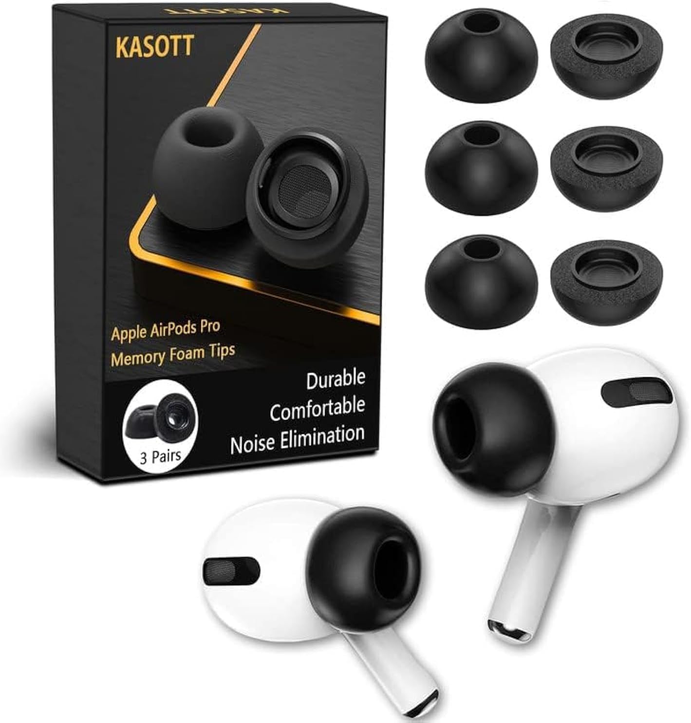 Amazon.com: KASOTT Memory Foam Ear Tips for AirPods Pro 1st & 2nd Gen ...