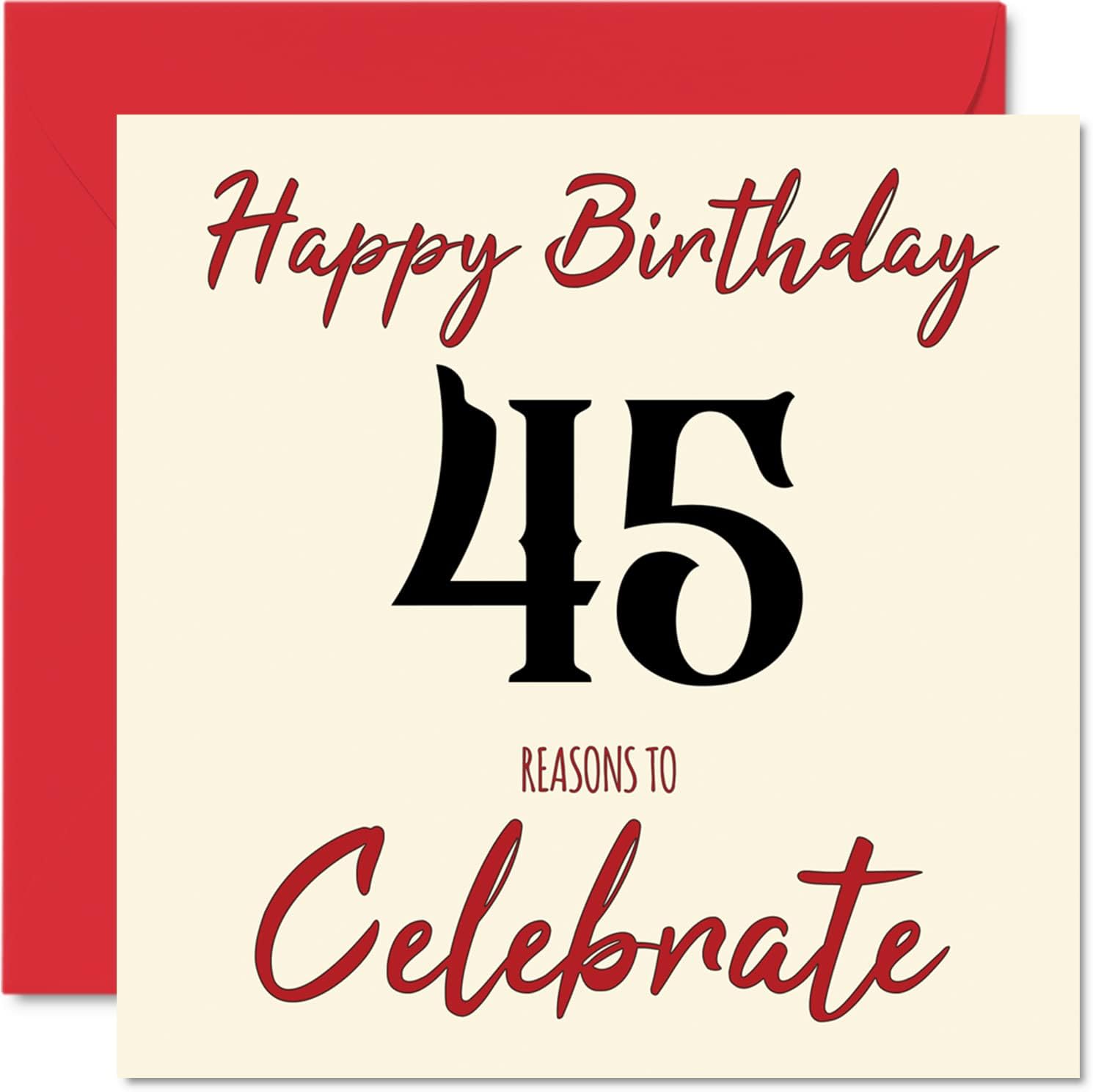 Amazon.com : Fun 45th Birthday Cards for Men Woman - Reasons To - Happy ...
