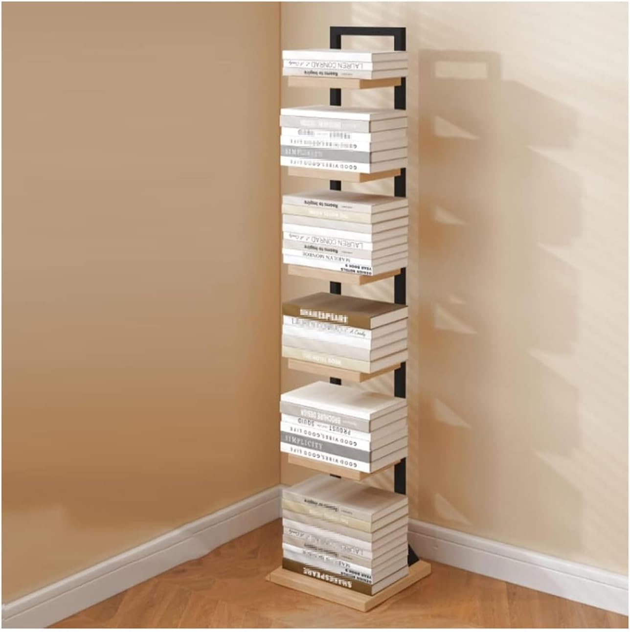 Amazon.com: SYALEO Invisible Bookshelf Tower Floor Standing Bookcase 4 ...