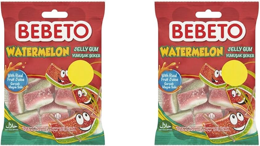 Bebeto Watermelons Gummy Sweets, Fizzy Chewy Sweets, Halal Certified ...
