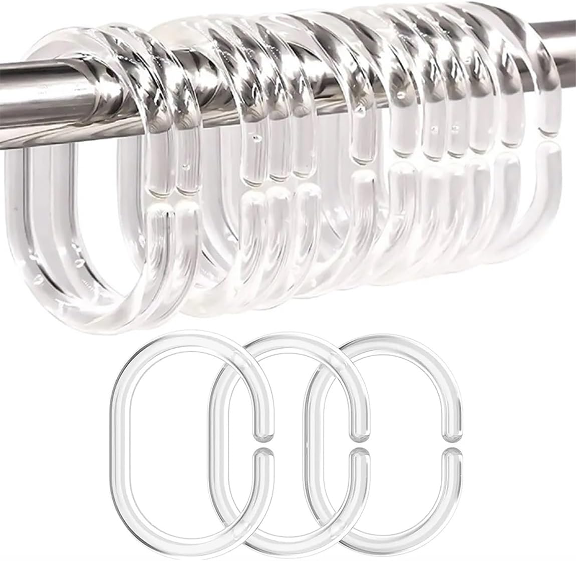 Amazon.com: 24 Packs Plastic Shower Curtain Rings Hooks for Bathroom ...