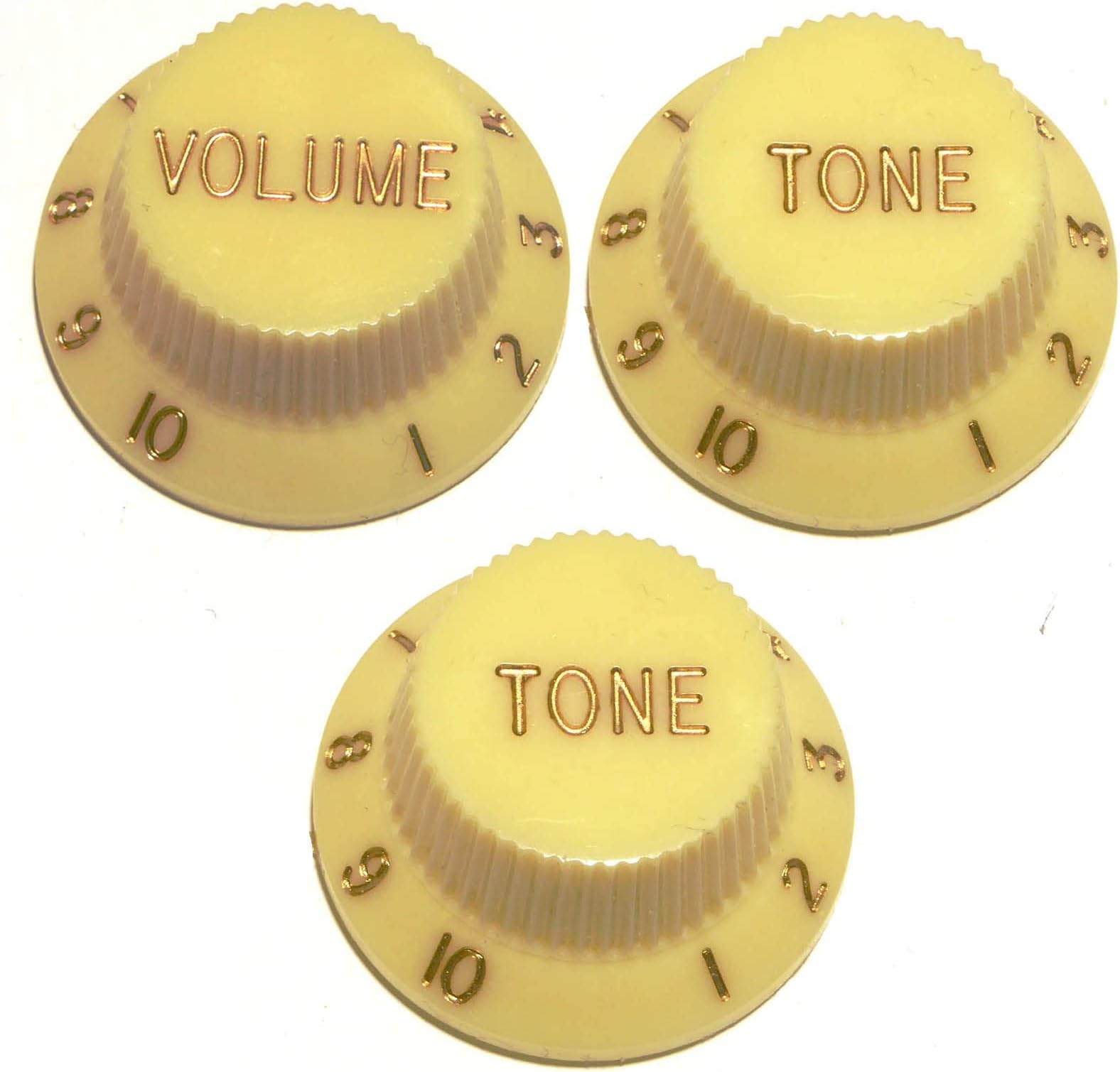 Guitar control knobs 0-10 scale 2x tone + 1x volume in Ivory/Cream ...