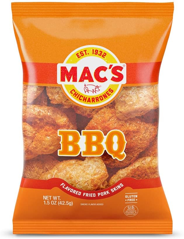 Amazon.com: Mac's Pork Rinds, Fried Pork Skins, Chicharrones, BBQ ...