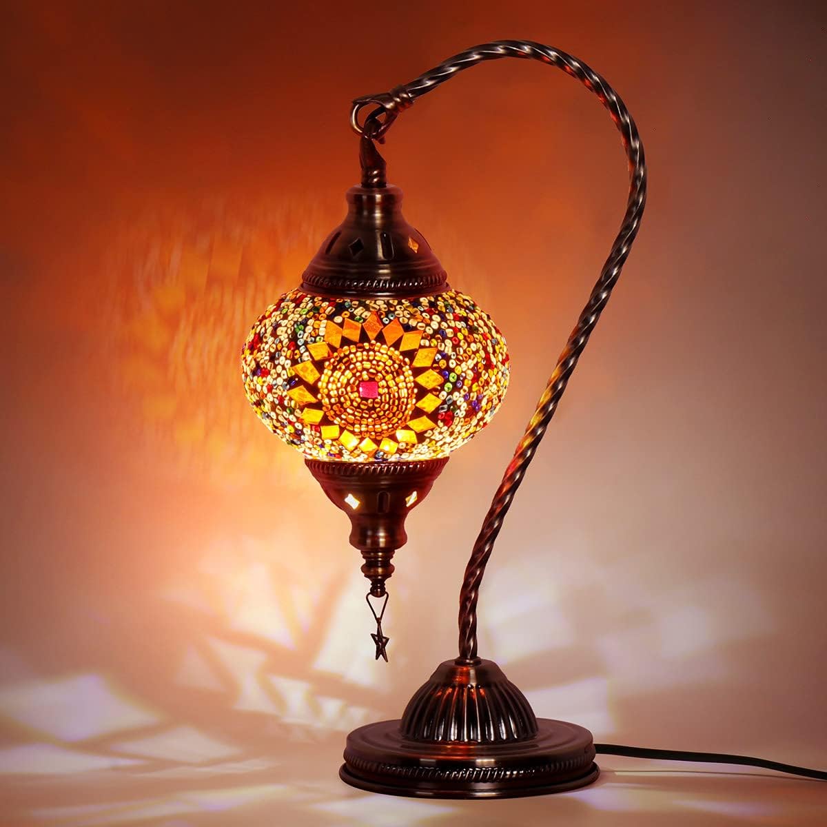 Turkish Moroccan Lamp with Bronze Base - Yarra Decor 3 Color Options ...