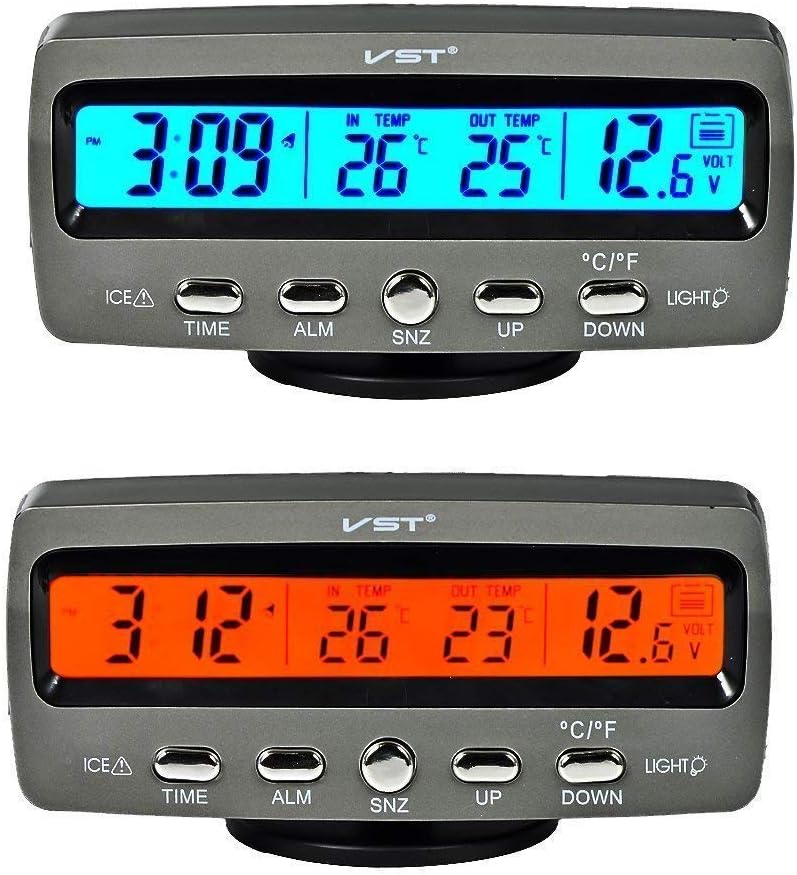 Amazon.com: Riloer 4 en 1 LED pantalla digital vehículo kit termómetro voltímetro reloj 12V ...