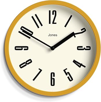 Amazon.com: JONES CLOCKS Modern Matt Yellow Wall Clock - Small Round ...