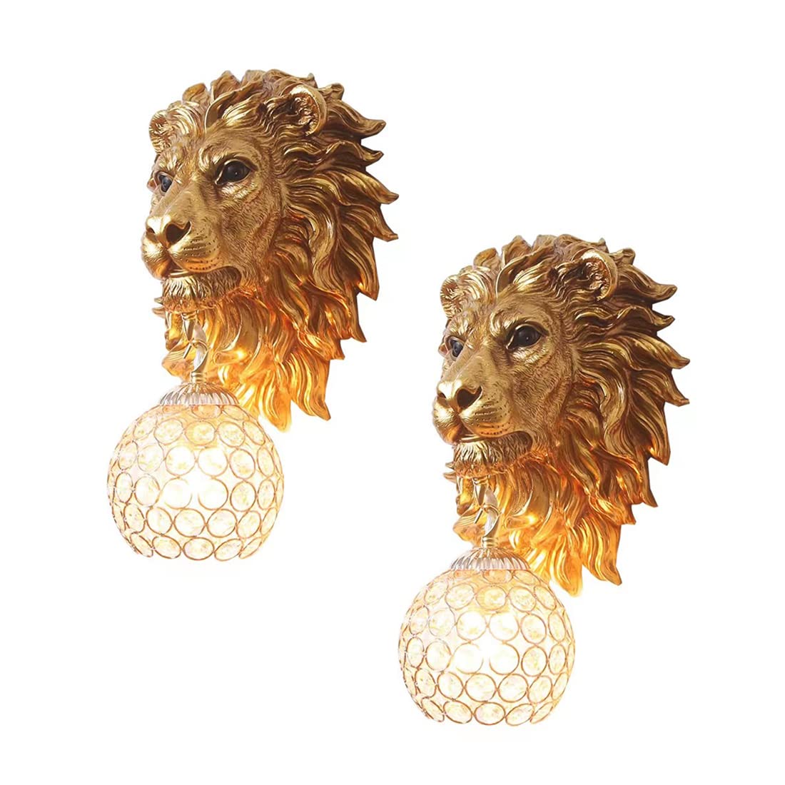 Soutas Gold Lion Head Wall Sconce Modern Crystal Wall Sconce Lion Wall ...