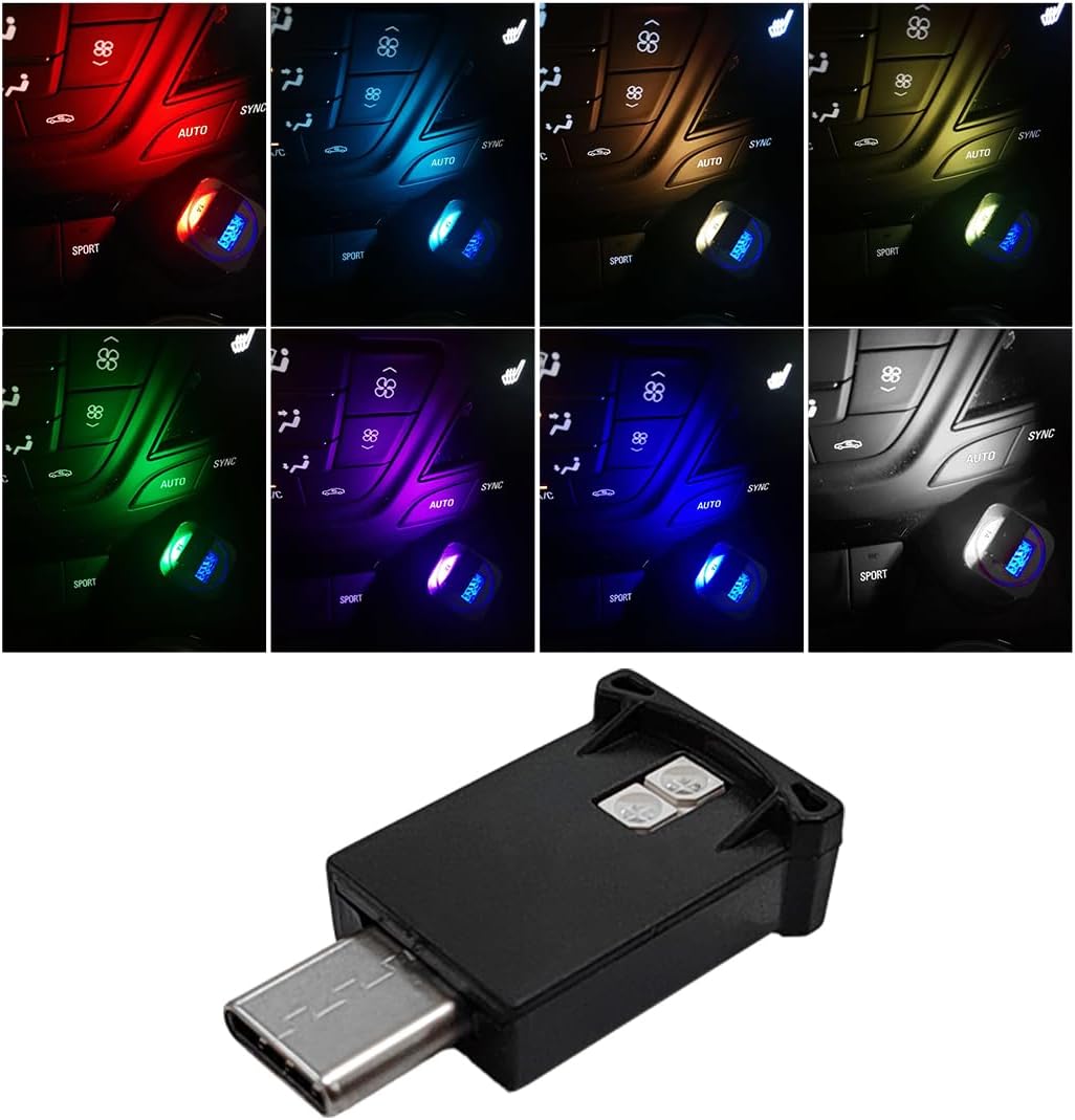 Amazon.com: povtii USB Type C LED Ambient Light, Mini 8 Colors RGB LED ...
