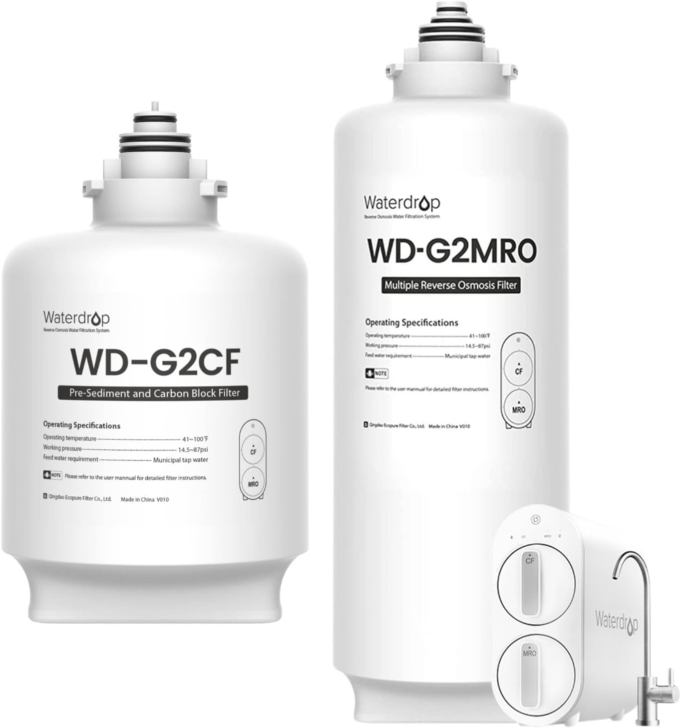 Amazon.com: Waterdrop WD-G2-W, WD-G2-B Replacement Filter 2-Year Combo ...