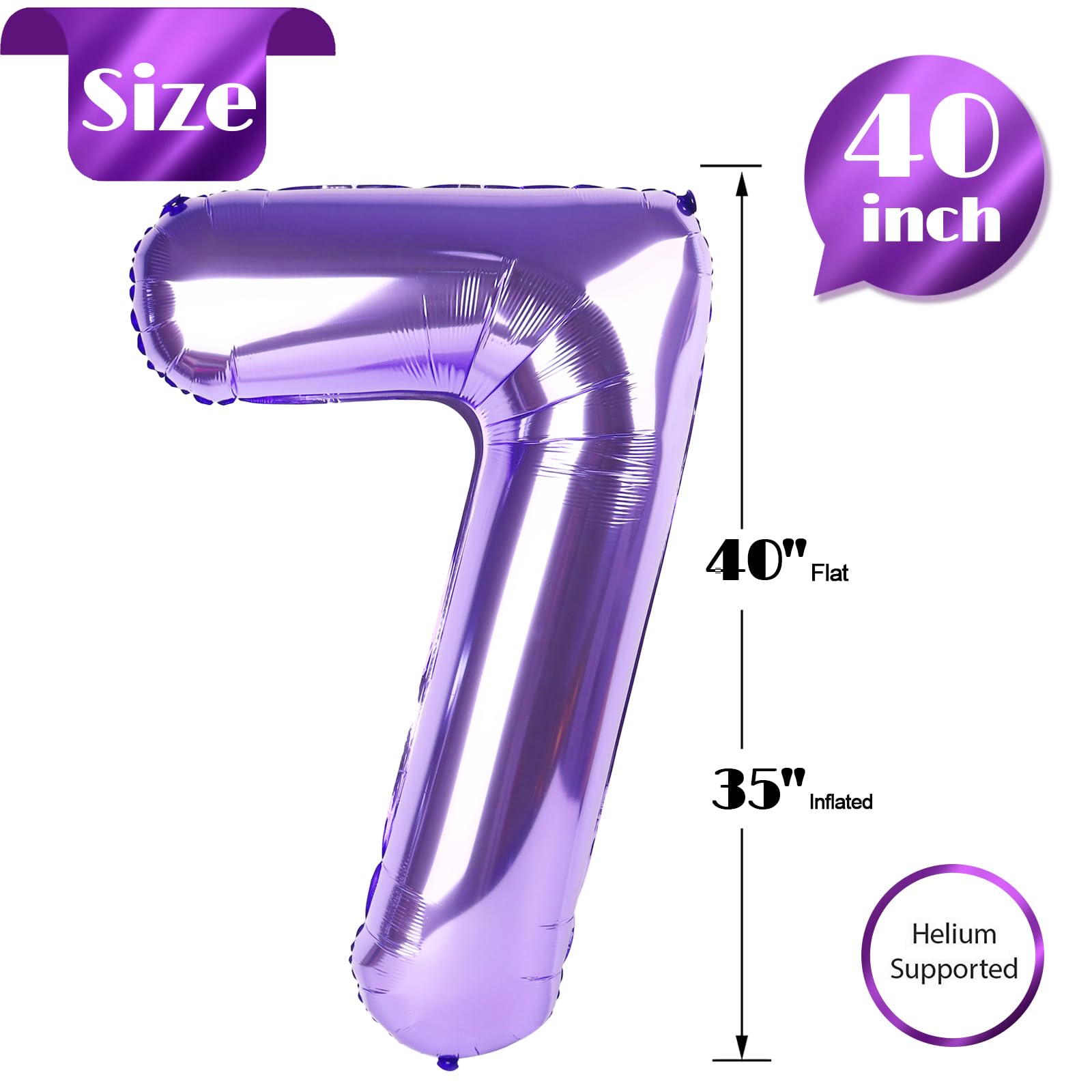 Snapklik.com : Purple 7 Balloon, Number Balloon 40 Inch, Purple Party ...