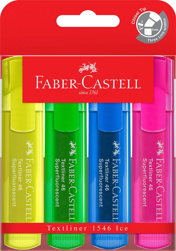 Faber-Castell Textliner 46 Ice Superfluorescent Highlighter, Assorted 4 ...