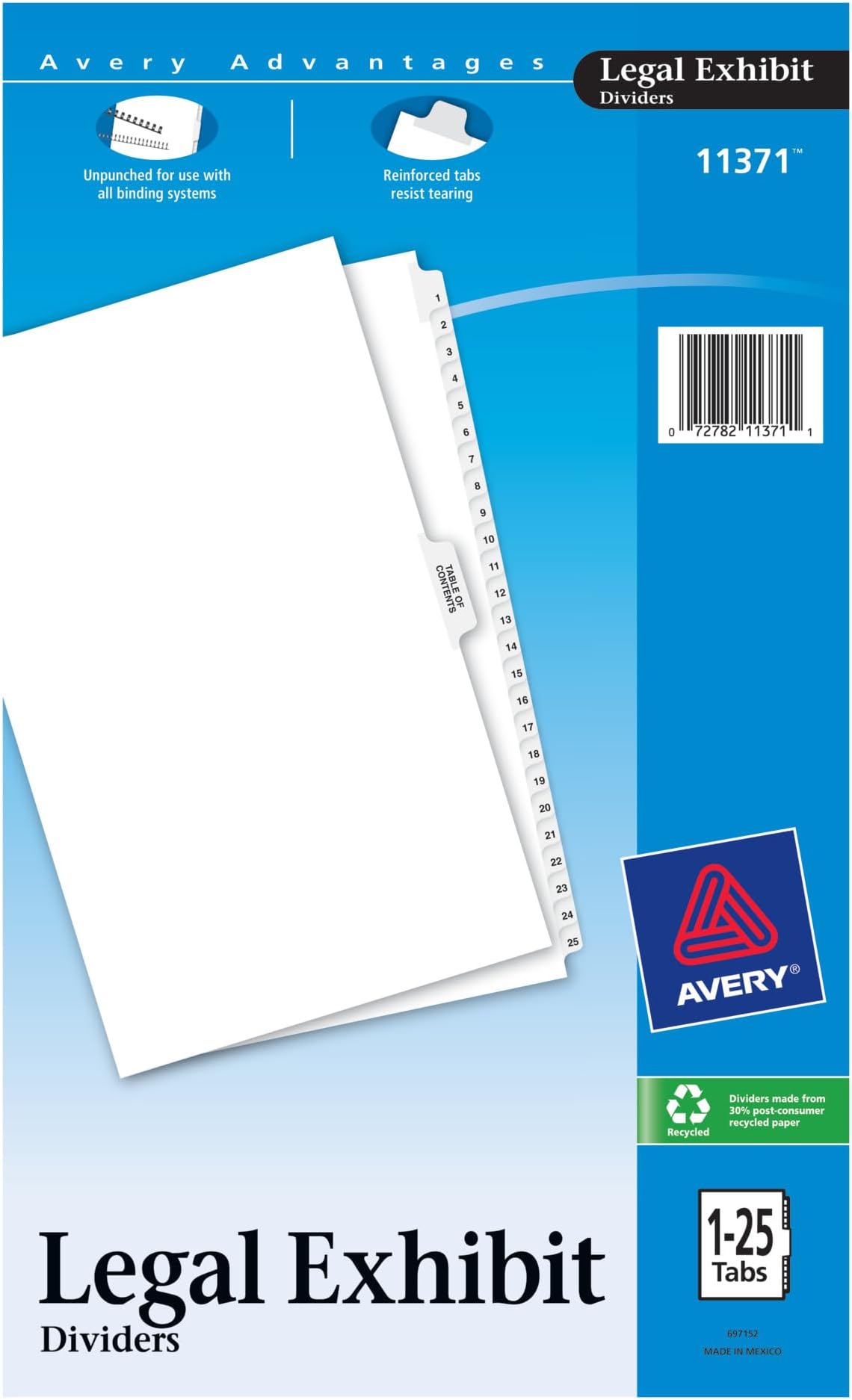 Amazon.com : Avery Legal Index Dividers, Legal Size, Side Tabs, 1-25 ...