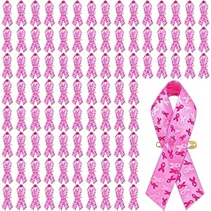 Amazon.com: 200 Pcs Pink Ribbon Pins Breast Cancer Awareness Satin Pins Bulk for Women for ...