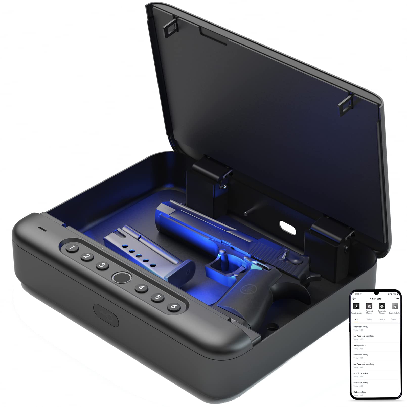 Buy PINEWORLD Safes for Pistols, Fingerprint Safe for Hand, Wifi Smart ...