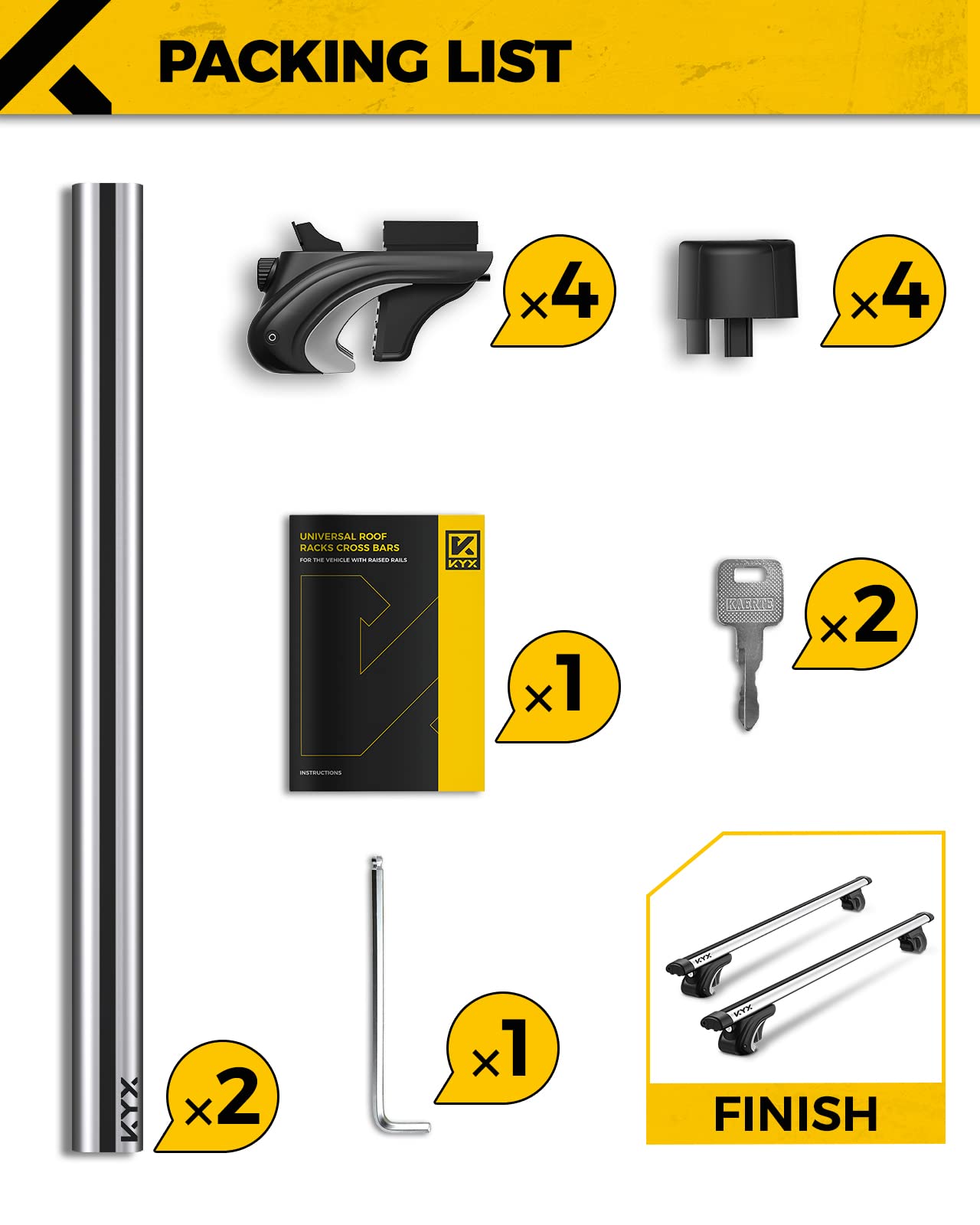 KYX 56" T-Track Universal Roof Rack Crossbars with Locks, Fit Raised ...