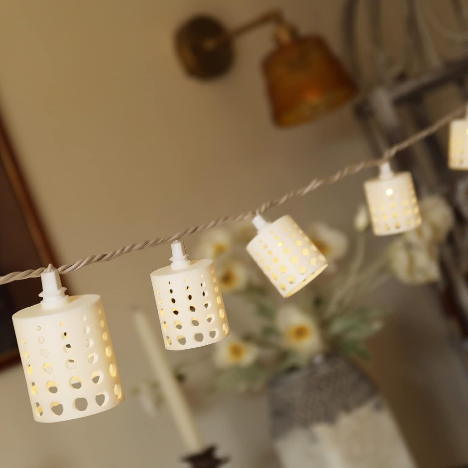 Vigdur 10FT Lantern String Lights - Hollow-Out Style Decorative String ...
