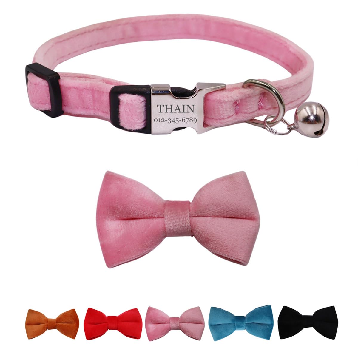 Pet Supplies : Personalized Cat Collar Velvet with Name Kitten Collars ...