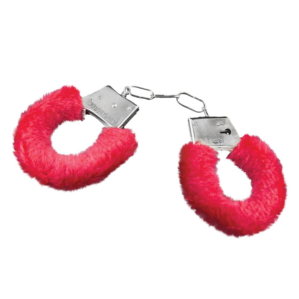 Amazon.com: Sexy Soft Red Steel Fuzzy Furry Handcuffs Hand Cuffs ...