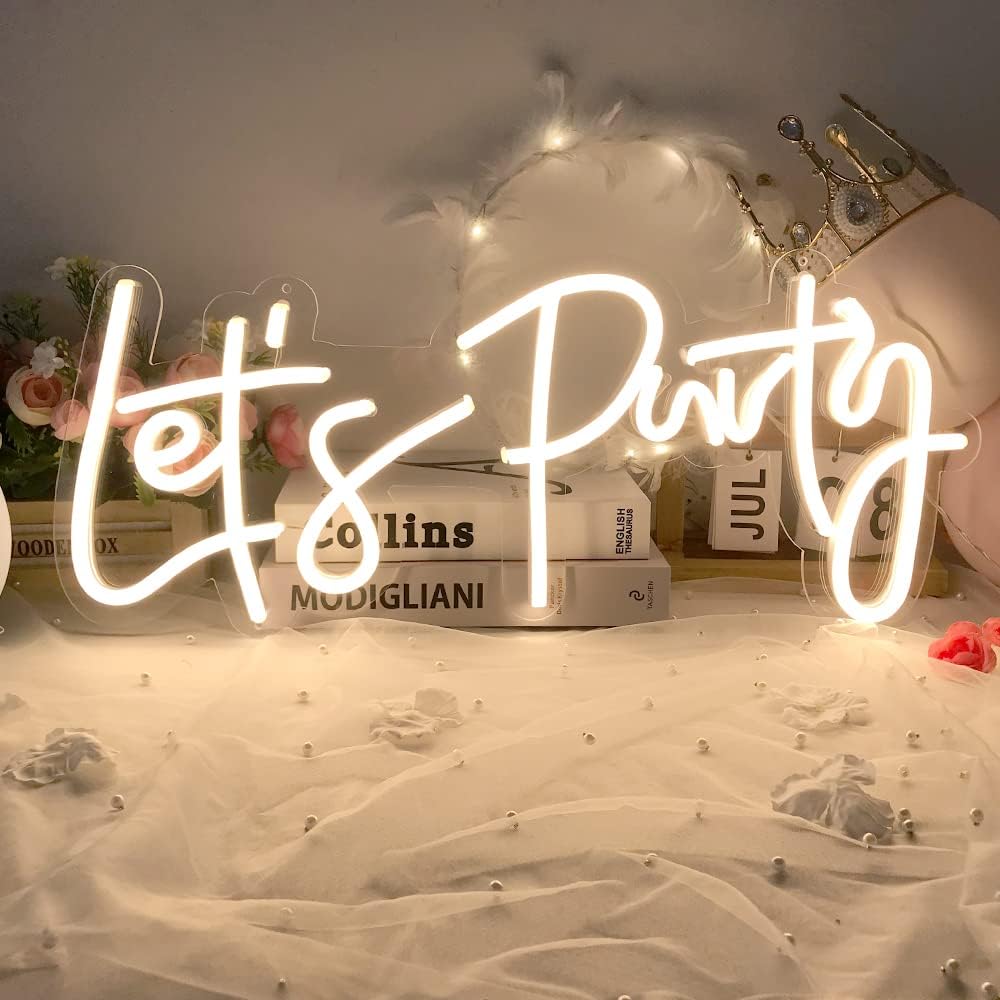 Amazon.com: DIVATLA Let's Party Neon Sign for Decor, Large 23"X10 ...