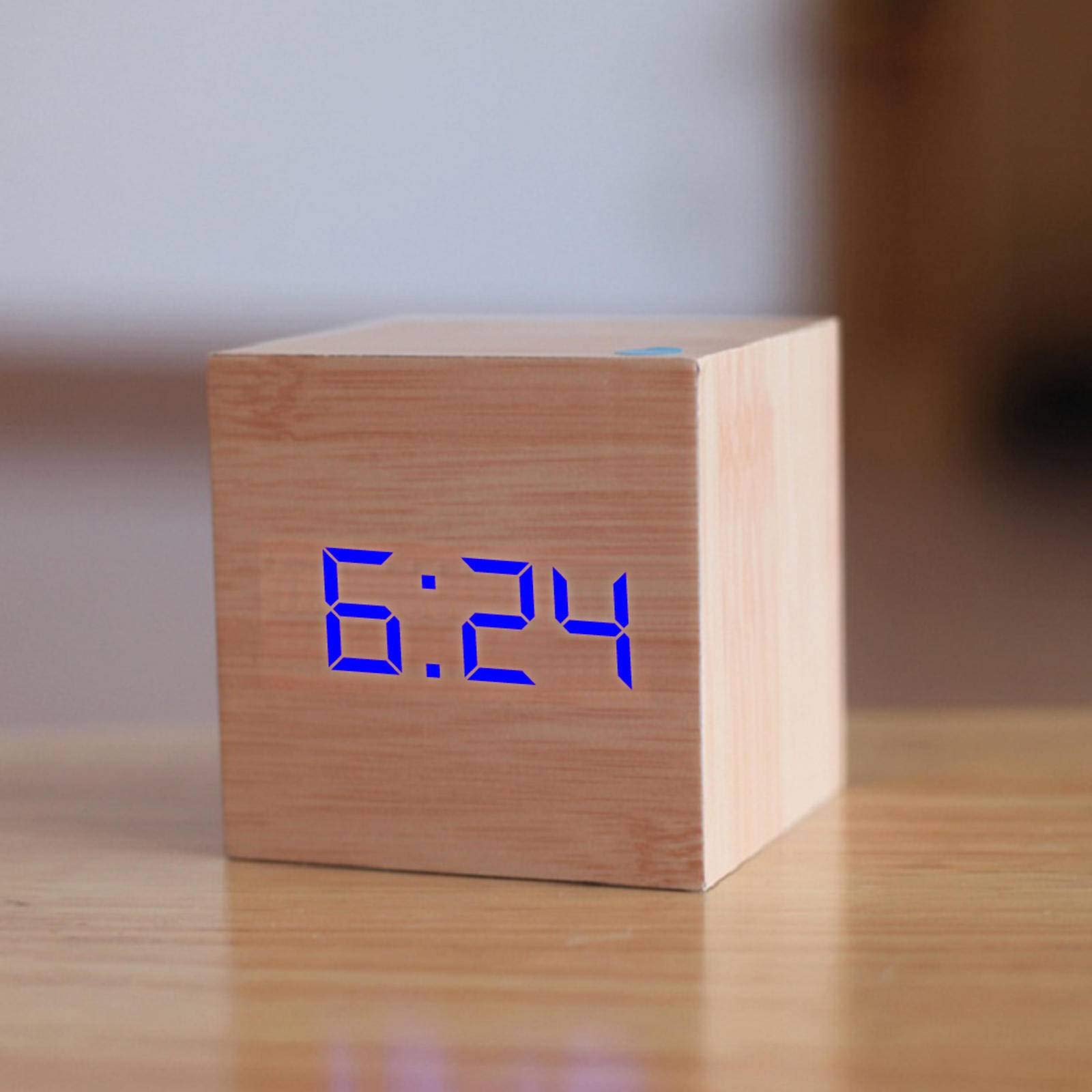 Wood Digital Clock Wood Cubee Alarm Clock