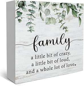 Amazon.com: Funny Family a Little Bit of Crazy Wood Box Sign ...