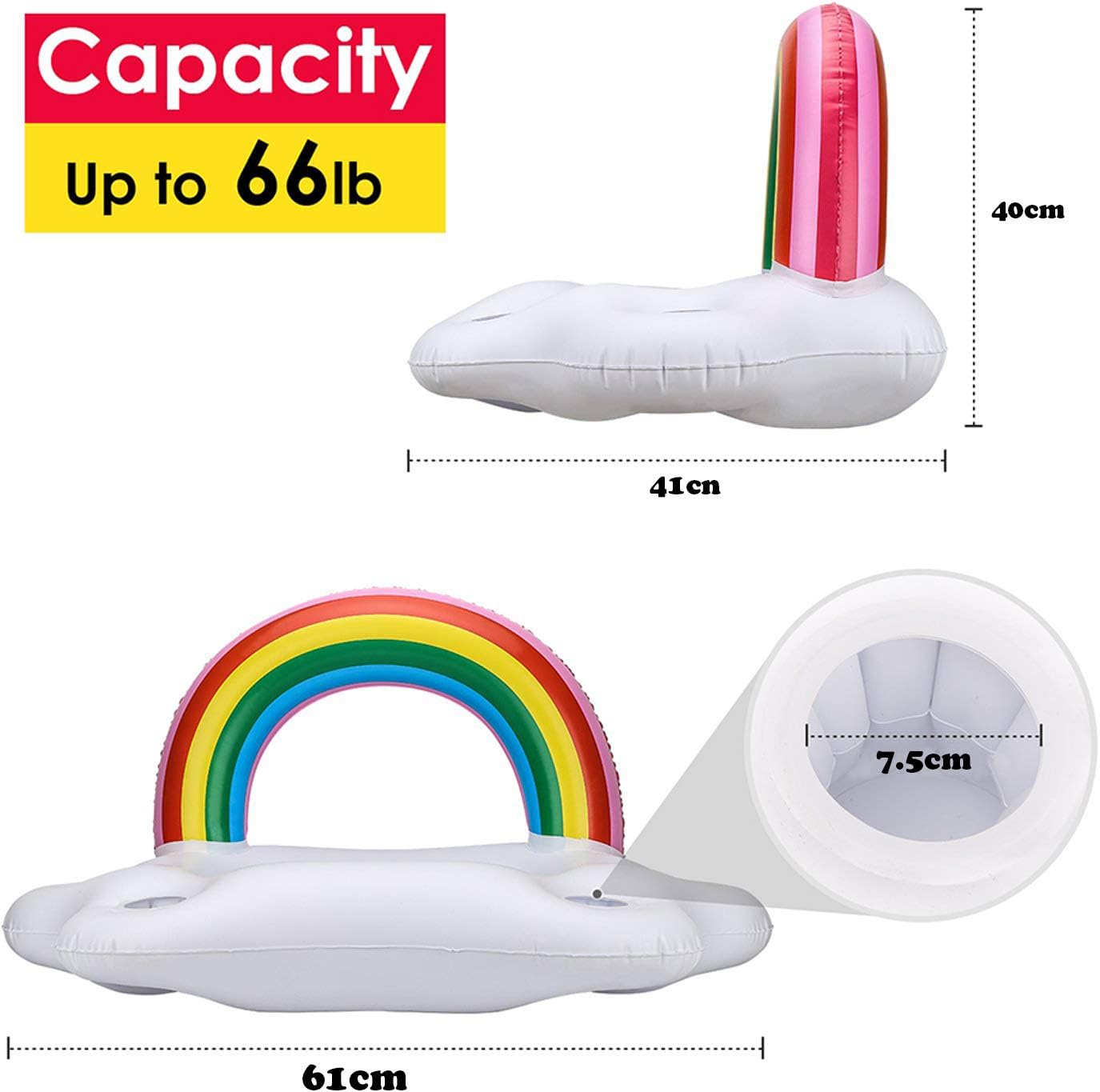 INTVN 1 Pcs Inflatable Pool Float + 2 Pcs Inflatable Drink Holder ...