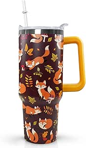 Amazon.com | Ceovfoi 40 oz Fall Fox Tumbler With Lid and Straw, Travel ...