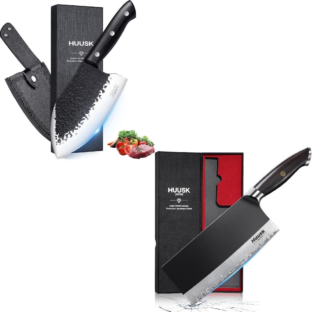 Amazon.com: Huusk Meat Cleaver for Kitchen - 7.2" Hand Forged Butcher ...