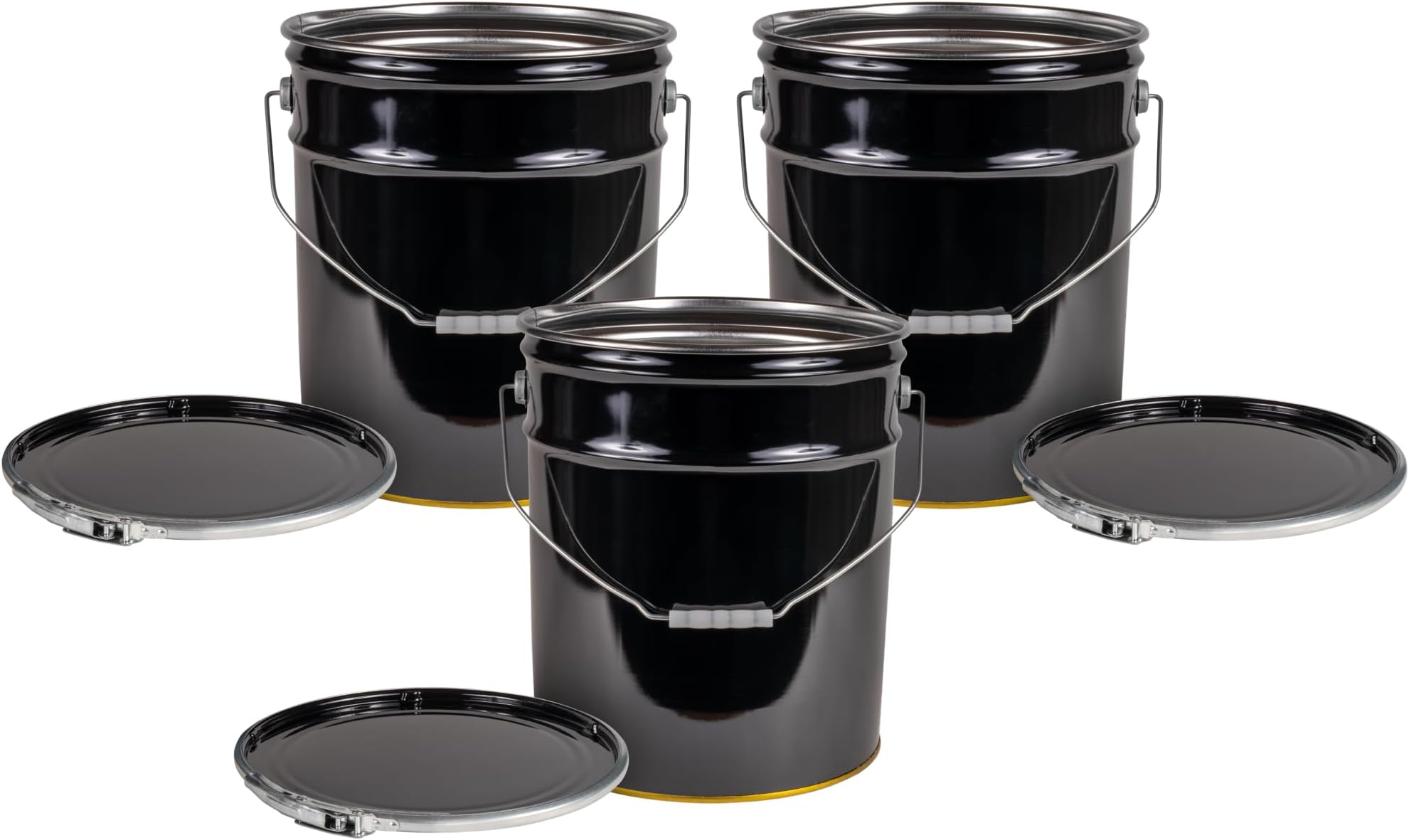 Amazon.com: ATERET 5 Gallon Black Metal Bucket & Lever Lock Pail Lid ...