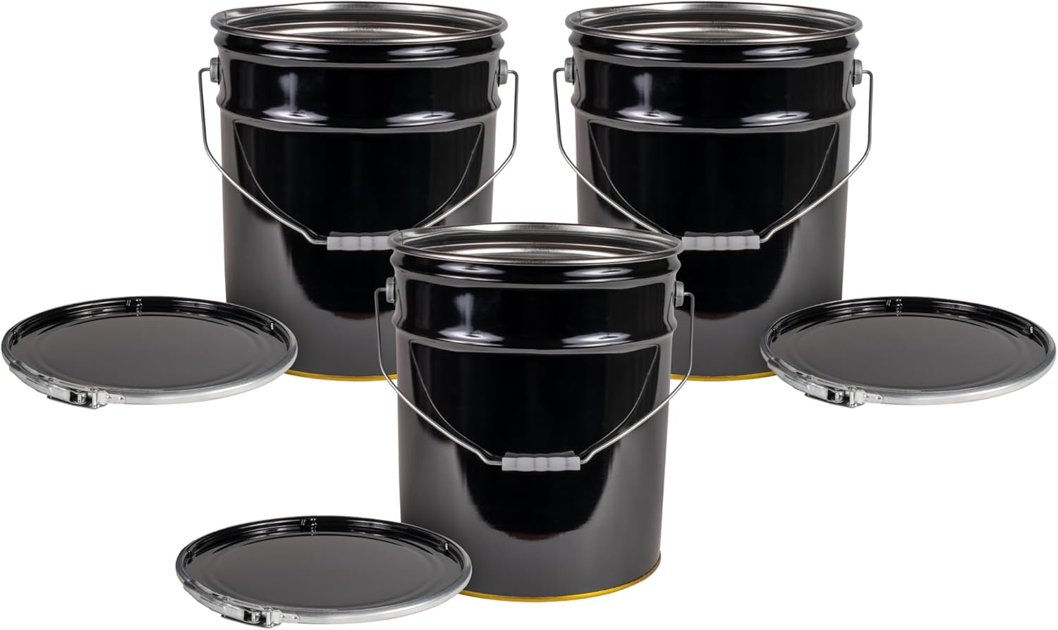 Amazon.com: ATERET 5 Gallon Black Metal Bucket & Lever Lock Pail Lid ...