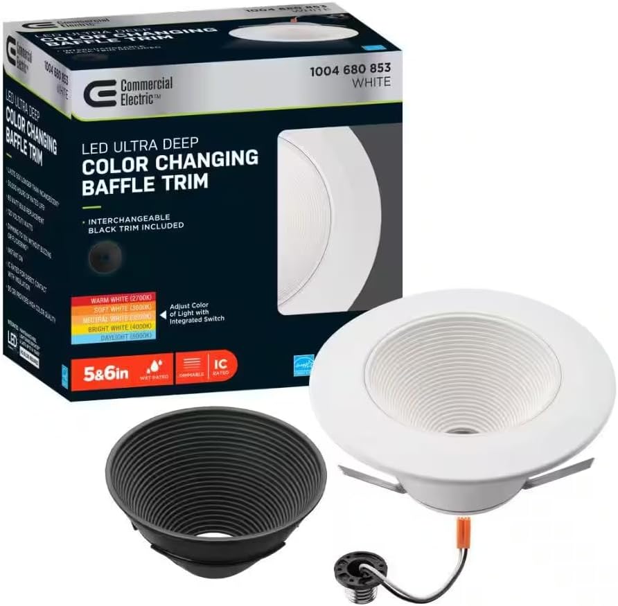 Commercial Electiric 5/6 inch LED Ultra Deep Color Changing Baffle Trim ...