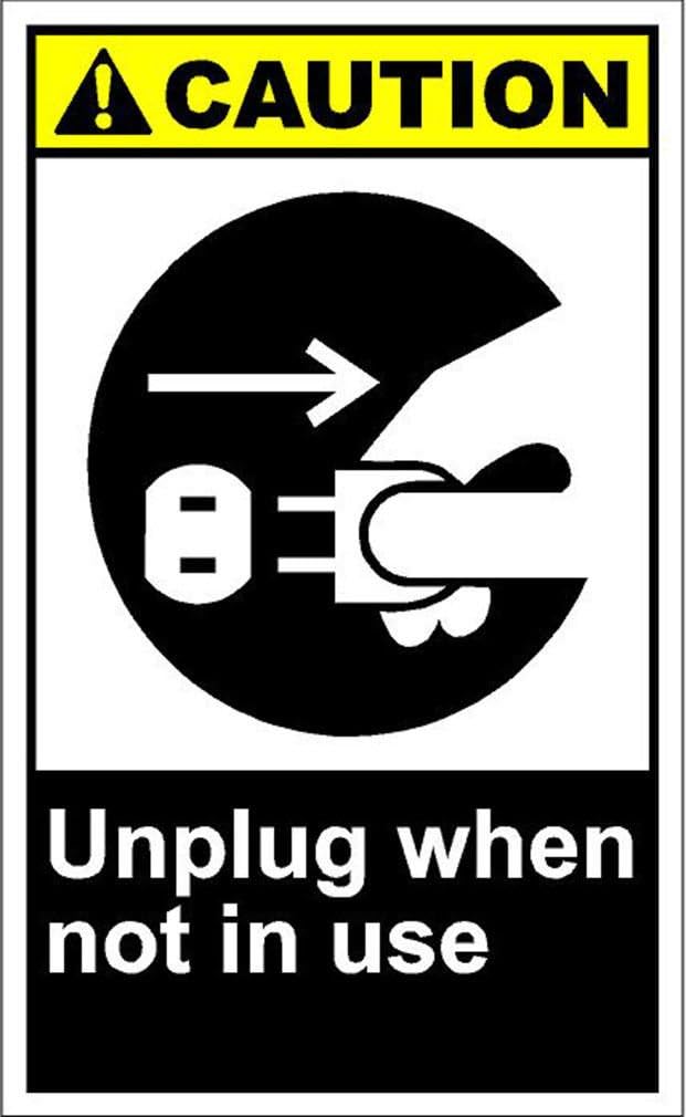 Amazon.com: Unplug When Not in Use Caution OSHA/ANSI Label Decal ...