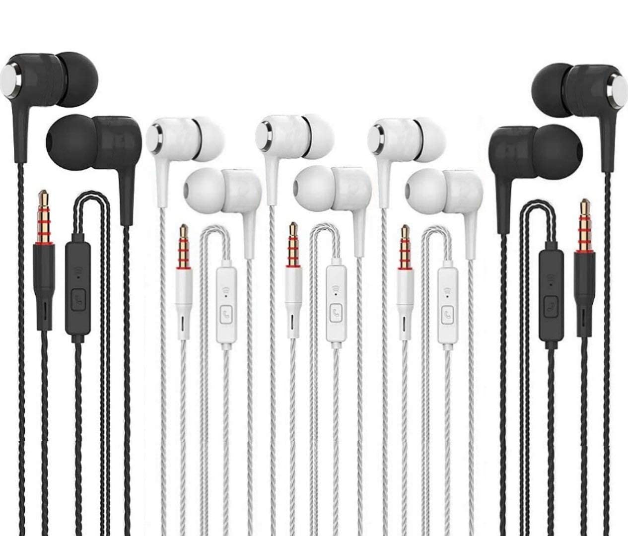 Combo of 5 Microphone Earbud Headphones with Noise Cancelling, Wired ...