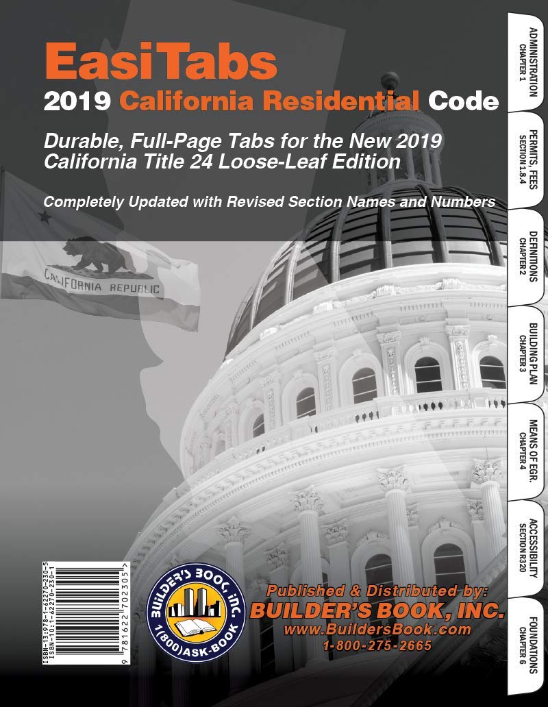 California Residential Code, 2019 Title 24 Part 2.5 Loose-Leaf EasiTabs ...