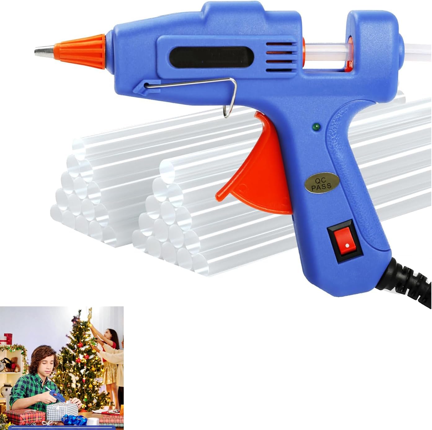 Hot Glue Gun Mini Glue Gun Blue Upgraded Version, 20W Fast Heating for ...