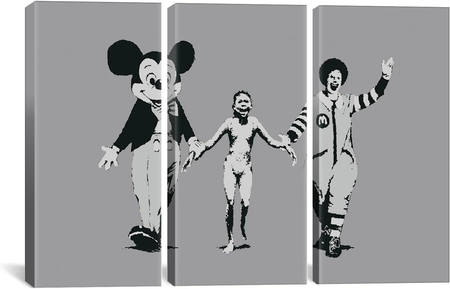 Amazon.com: iCanvasART 2062 Ronald McDonald and Mickey Mouse 3-Piece ...