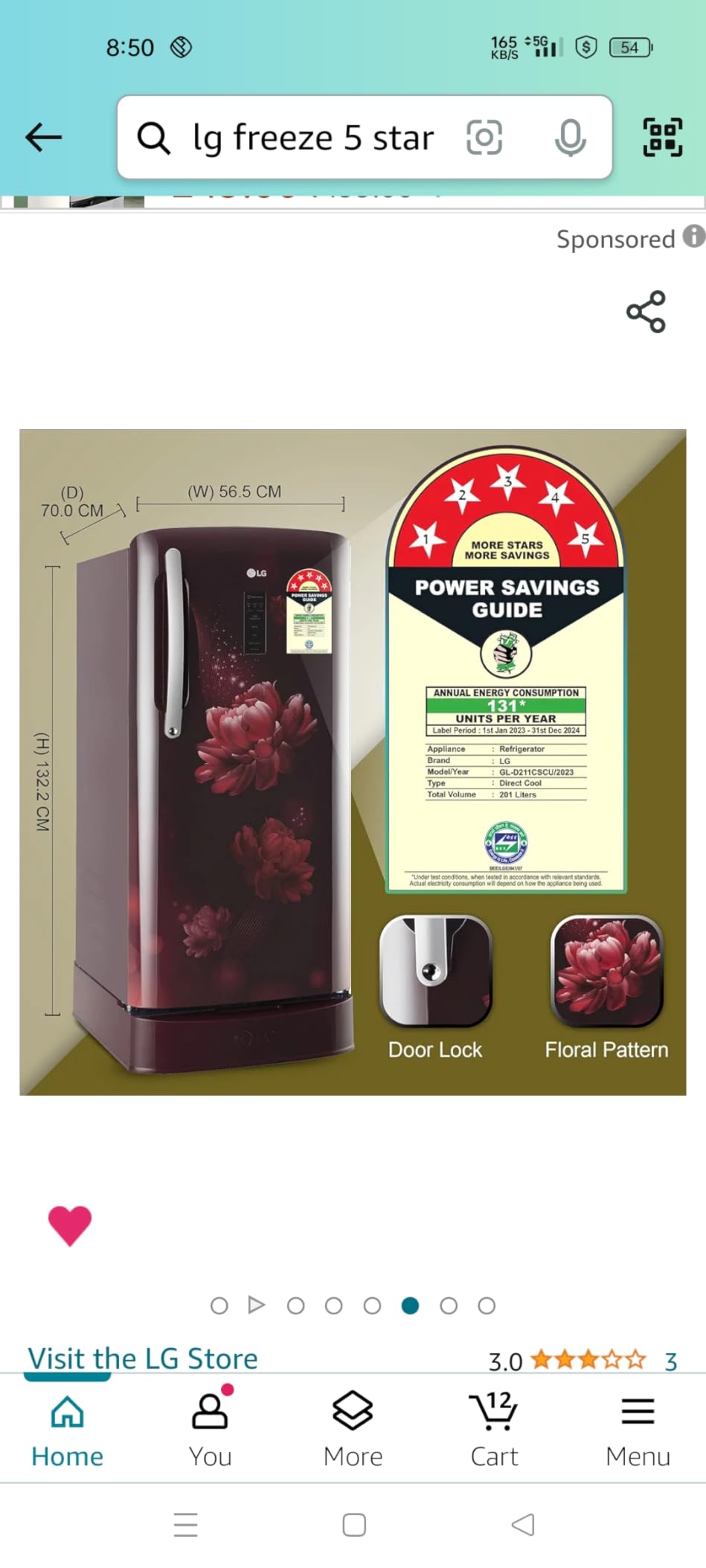 LG 201 L 5 Star Inverter Direct-Cool Single Door Refrigerator Appliance ...