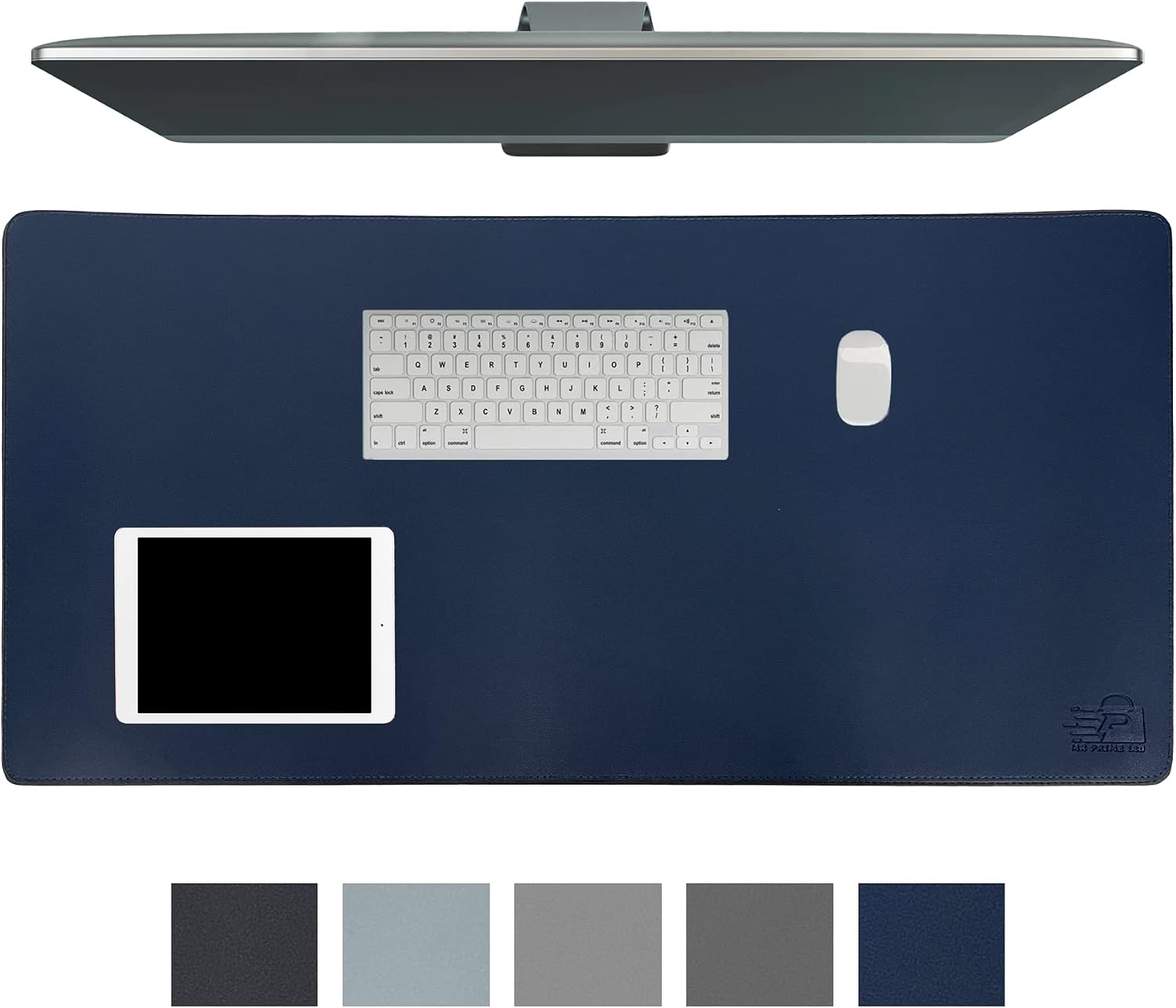 Desk Pad 90cm x 43cm Dark Blue Non Slip Water Resistant Leather Desk ...