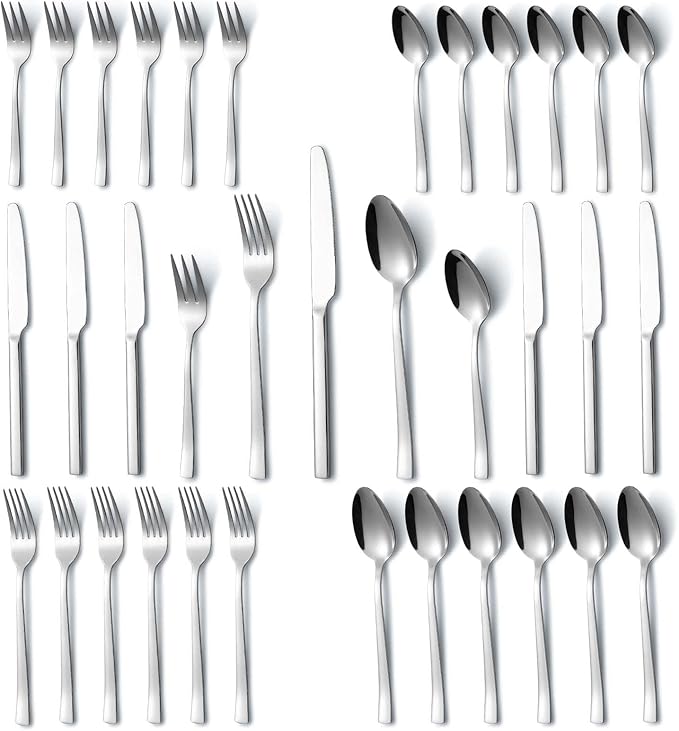 Besteck Set, Hunnycook Besteck Set 6 personen, 30-teilig Edelstahl Besteck für Hause Küche ...