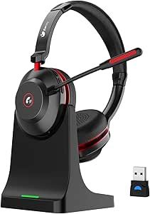 Earbay Bluetooth Headset, Wireless Headset with Microphone Dual Noise Canceling & USB Dongle ...