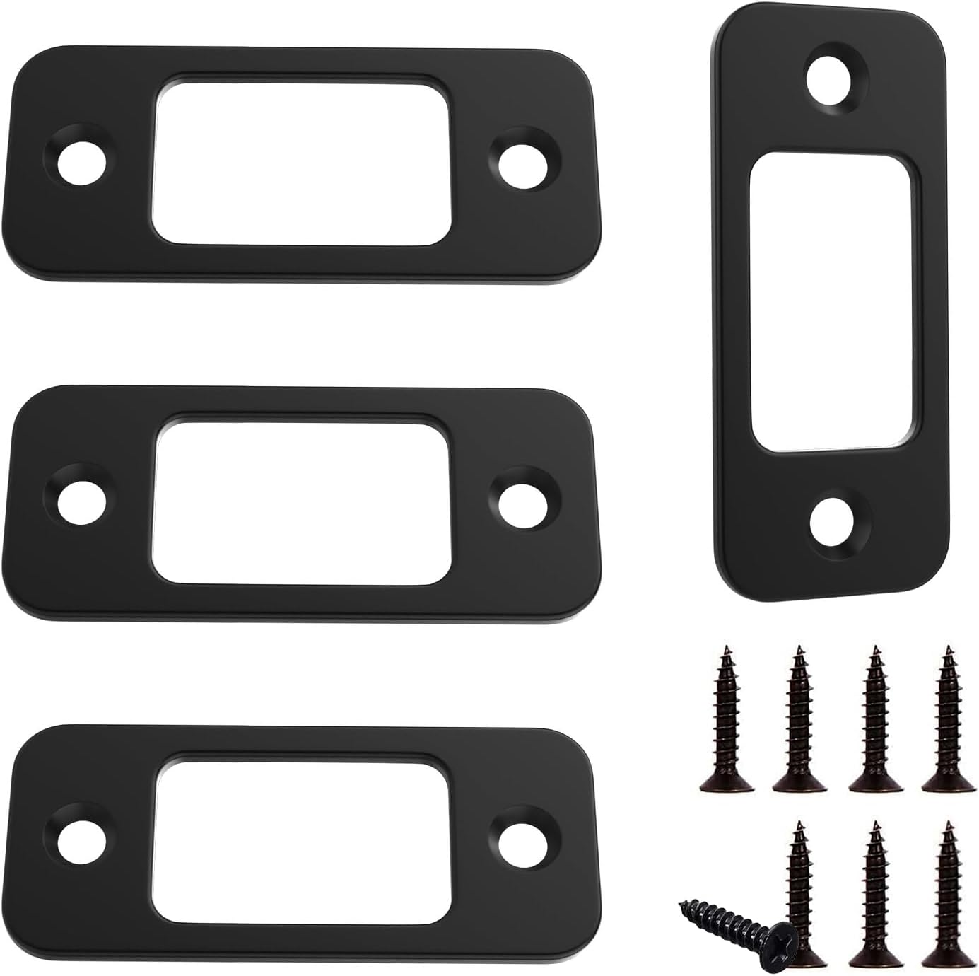 Black Deadbolt Strike Plate - Lock Strike Plate for Exterior Doors 1" x ...