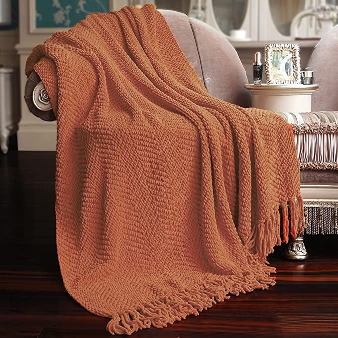 Amazon.com: Home Soft Things Throw Blanket Knitted Tweed Throw 50'' x ...